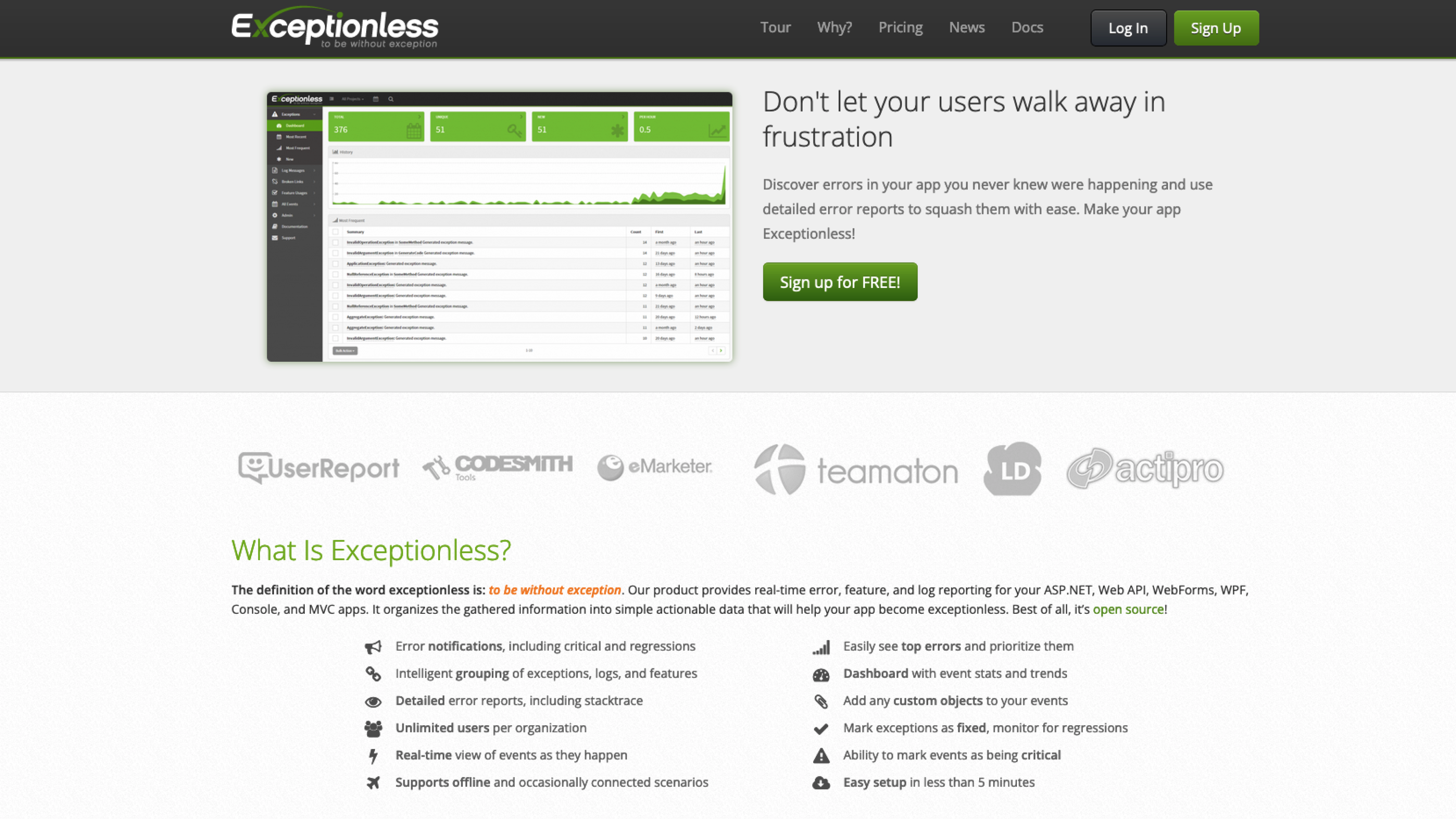 Exceptionless - BuiltWithDot.Net